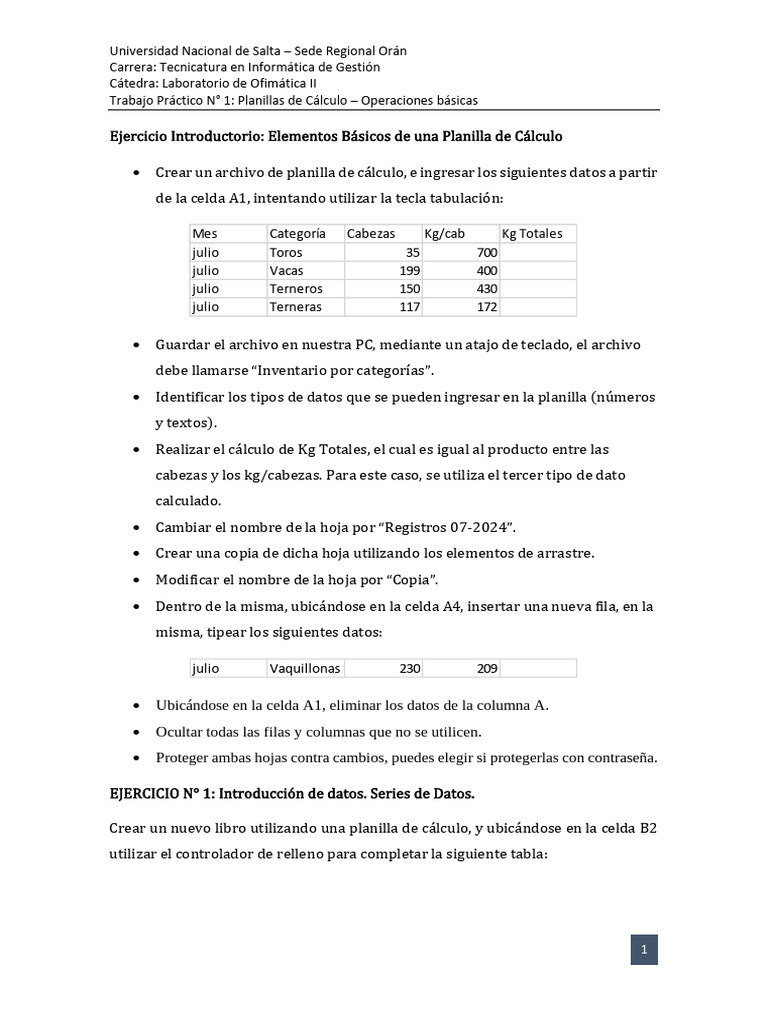 Ejercicios de Ofimática en Excel | PDF | Hoja de cálculo | Informática