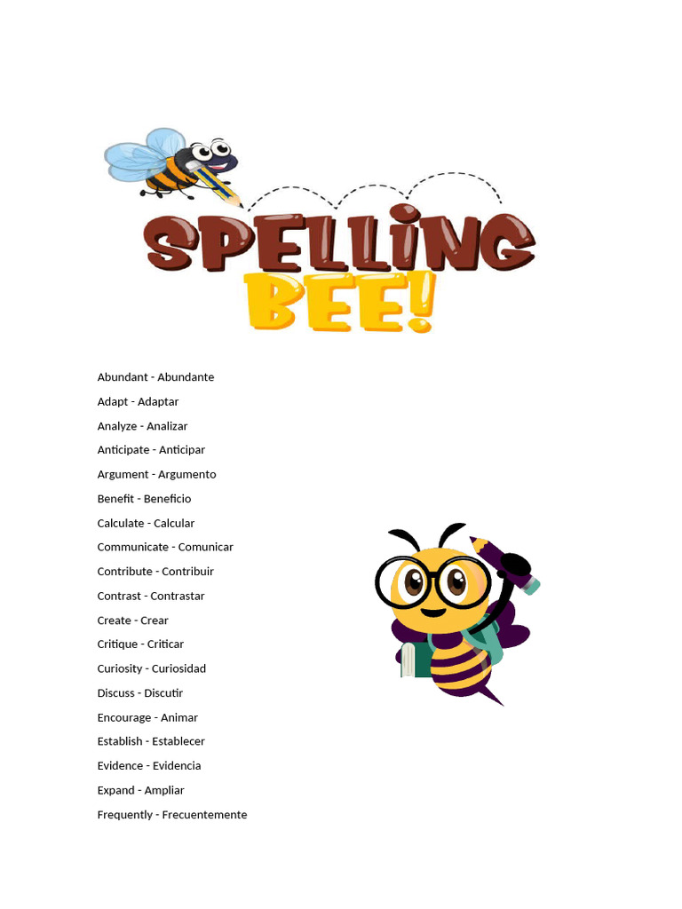 Spelling Bee 4th | PDF