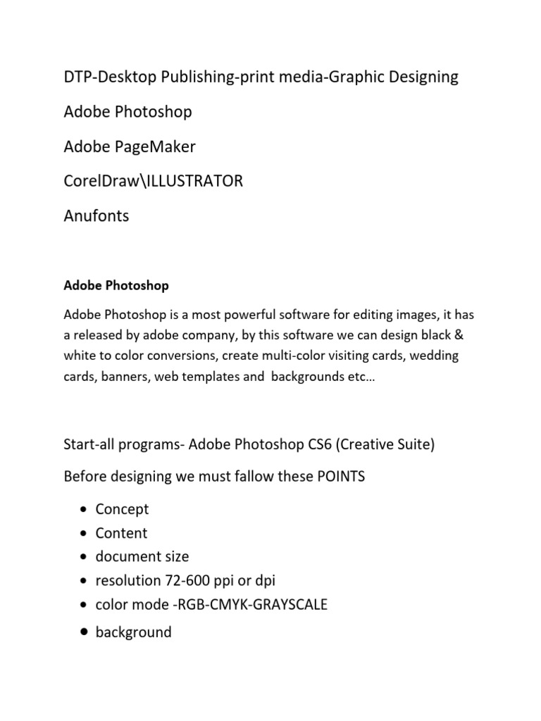 Adobe Photoshop Guide for DTP | PDF | Adobe Photoshop | Computer Vision