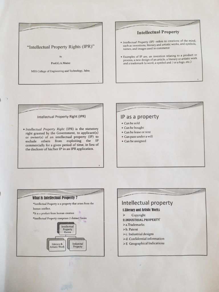 IPR Unit 1 - Introduction To Intellectual Property Rights-Ppt Handouts | PDF | Intellectual ...