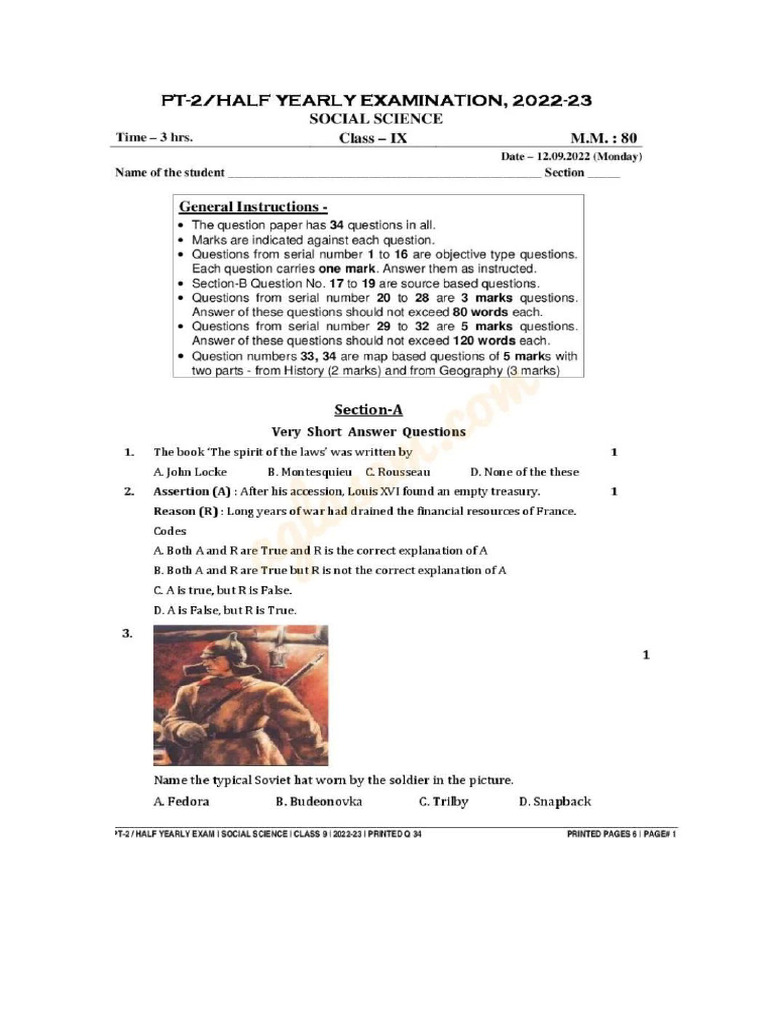 Sa 1 Sample Paper 2 | PDF