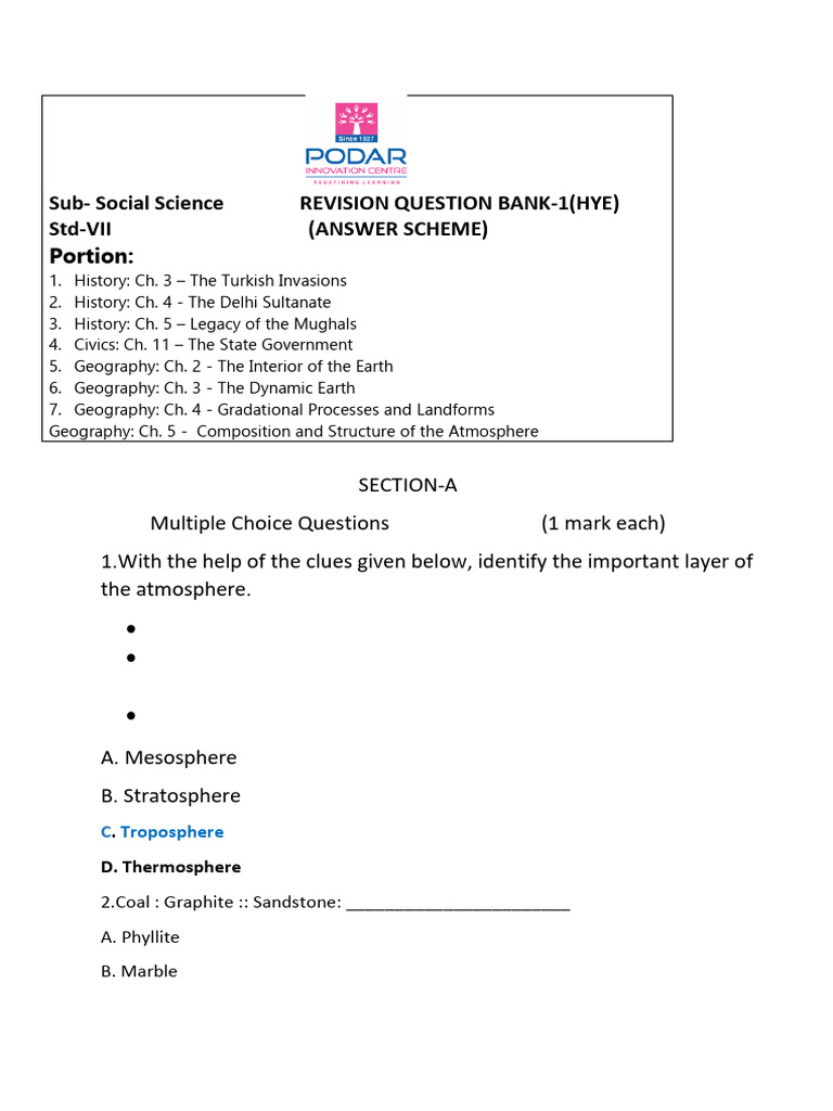 AS - RQB Grade VII - HYE-2024-25pdf | PDF | Geology | Earth Sciences