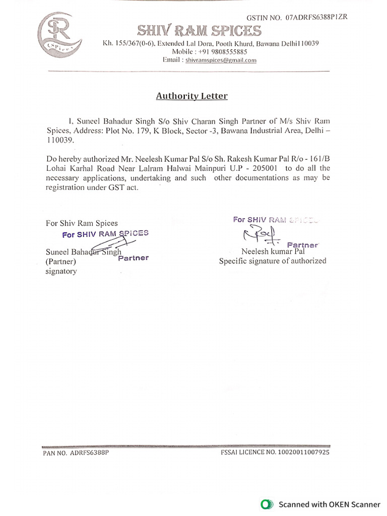 Authority Letter | PDF