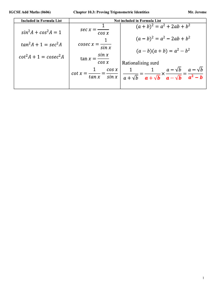 Ch10.3 - Proving Trigonometric Identities | PDF