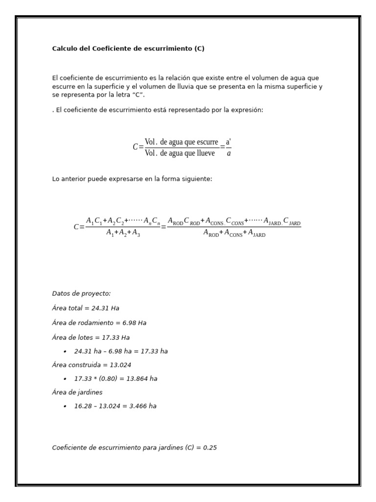 5.calculo Del Coeficiente de Escurrimiento | PDF