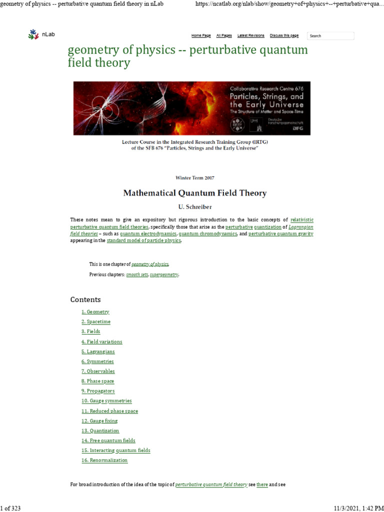 Perturbative QFT for Physicists | PDF | Gauge Theory | Field (Physics)