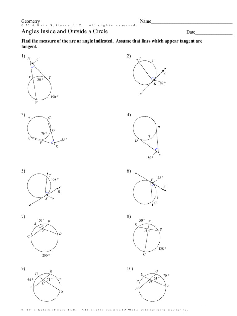 Geometry - Angles Inside and Outside A Circle | PDF | Analytic Geometry ...