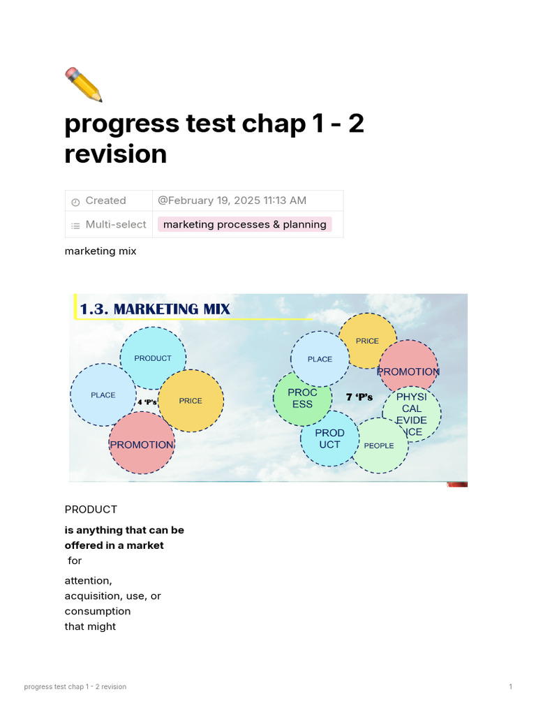 Progress Test Chap 1 and 2 | PDF | Marketing | Brand
