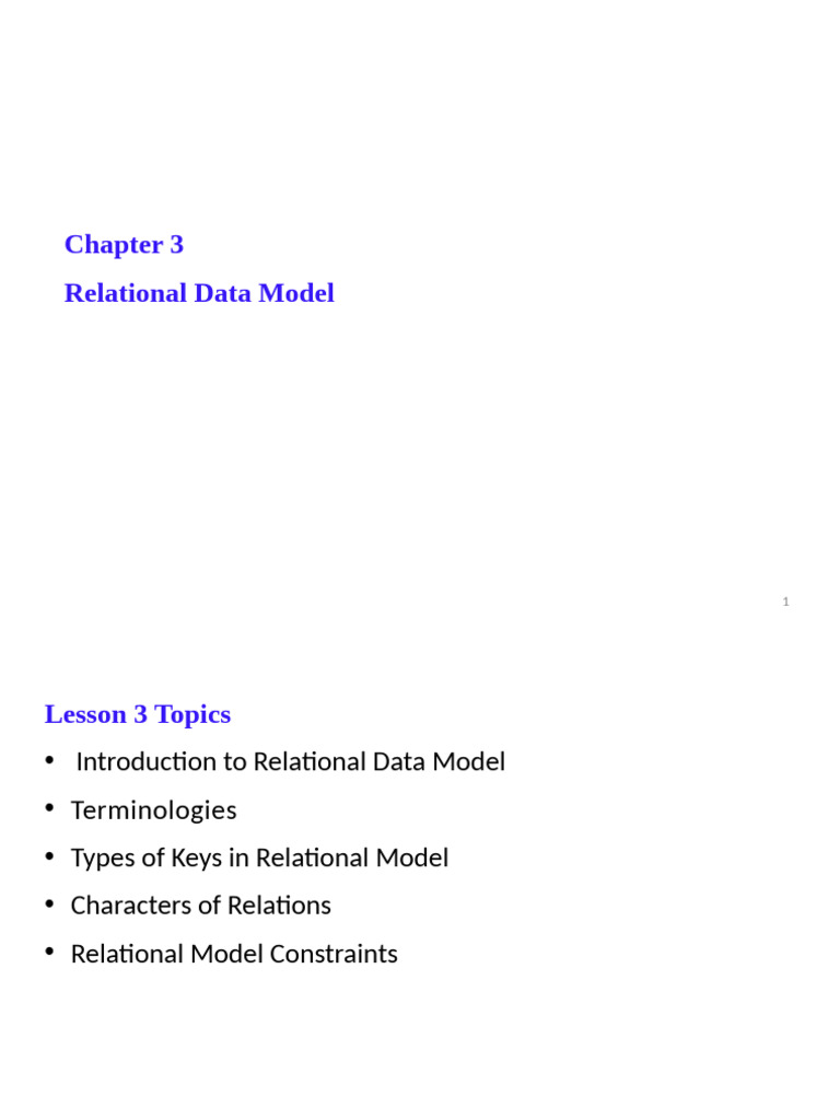 Chapter 3 Relational Data Model | PDF | Relational Database | Relational Model