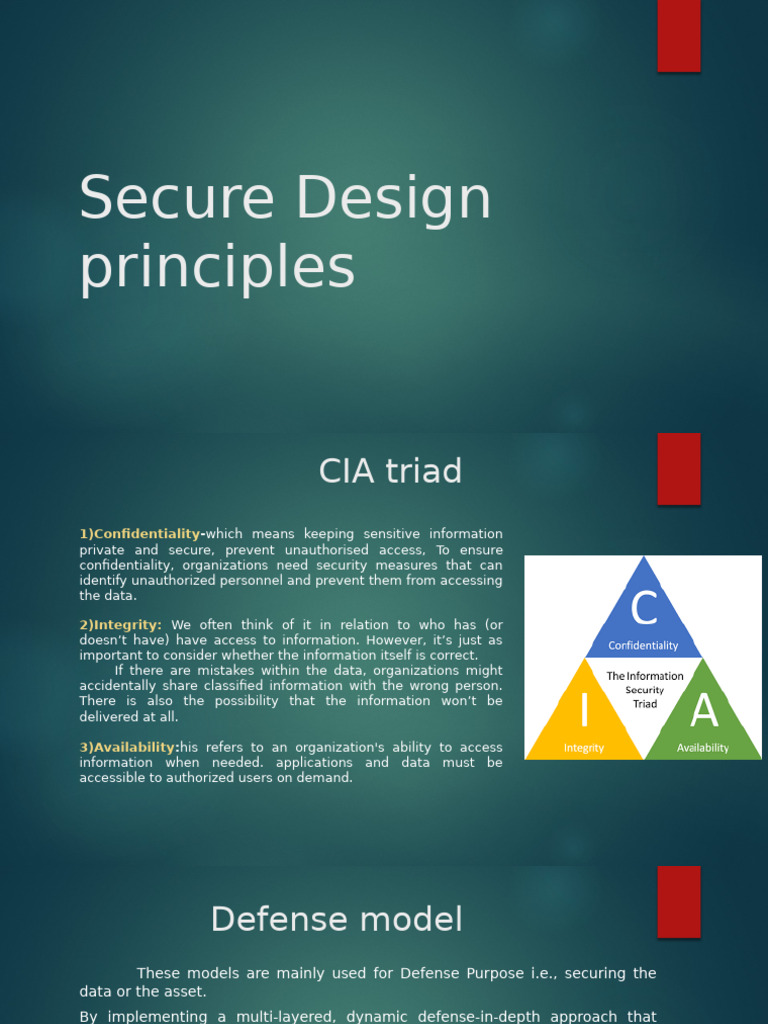 Secure Design & Defense Models Guide | PDF | Security | Computer Security