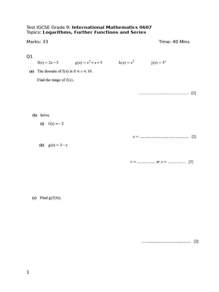 Test IGCSE Grade 9 (0607) | PDF