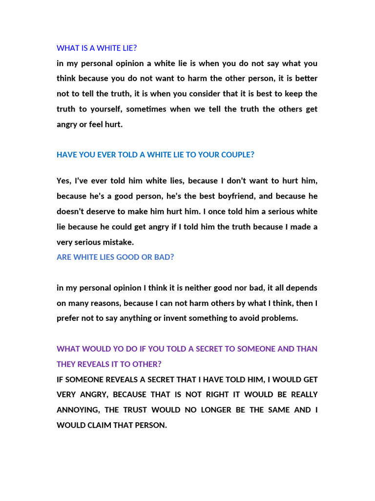 WHAT IS A WHITE LIE | PDF