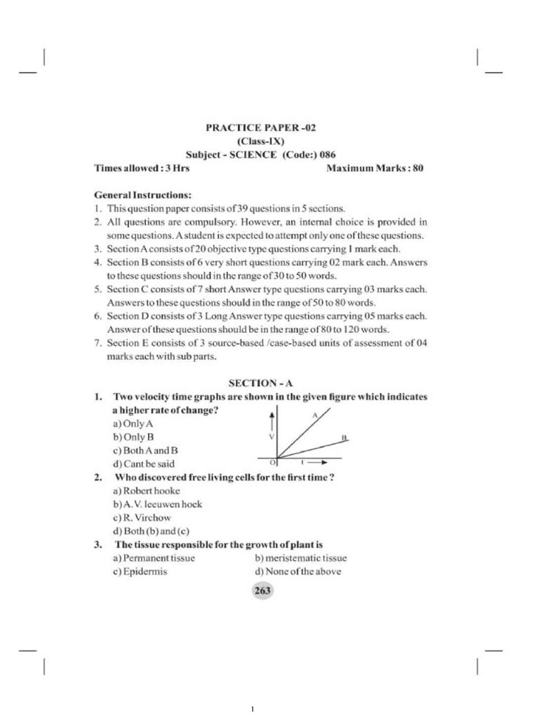 Science Practice Paper 2 Class 9 | PDF
