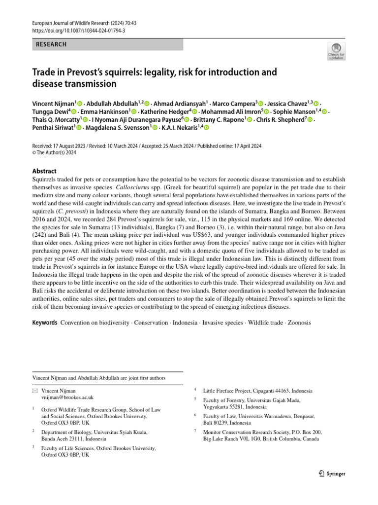 Trade in Prevosts Squirrels | PDF | Indonesia | Student's T Test