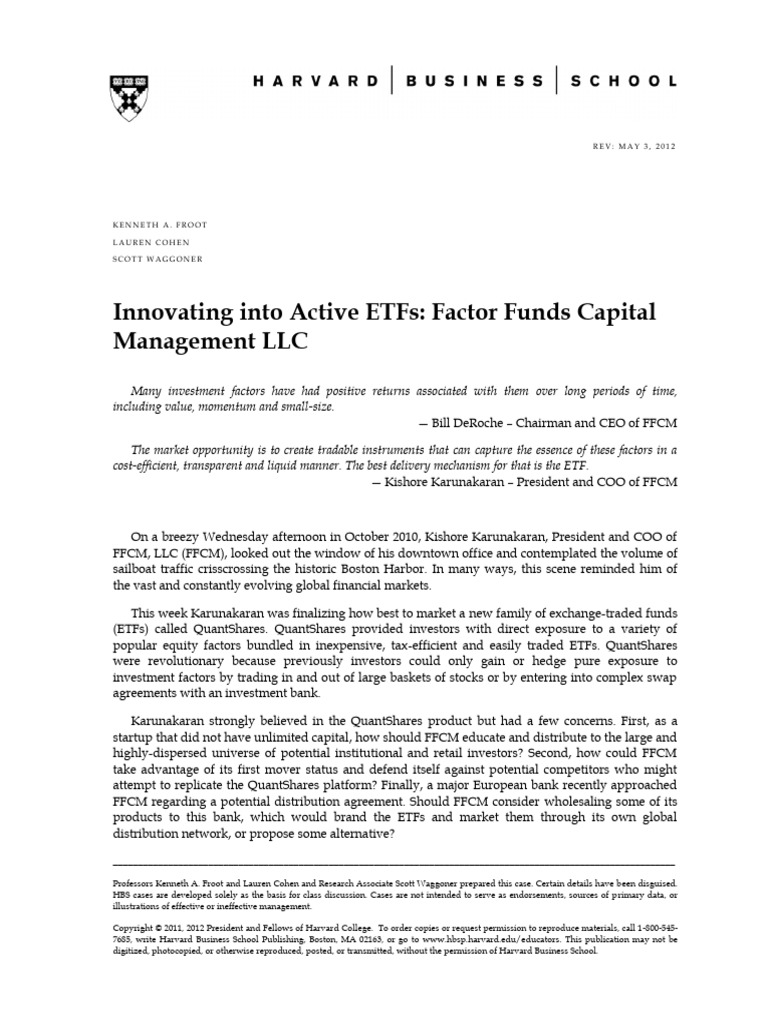 Innovating Into Active ETF Case | PDF | Exchange Traded Fund ...