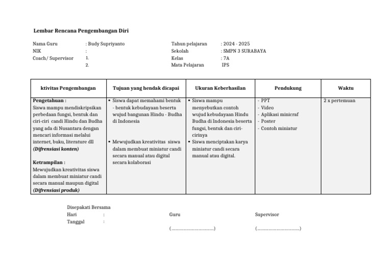 4 - Lembar Rencana Pengembangan Diri | PDF