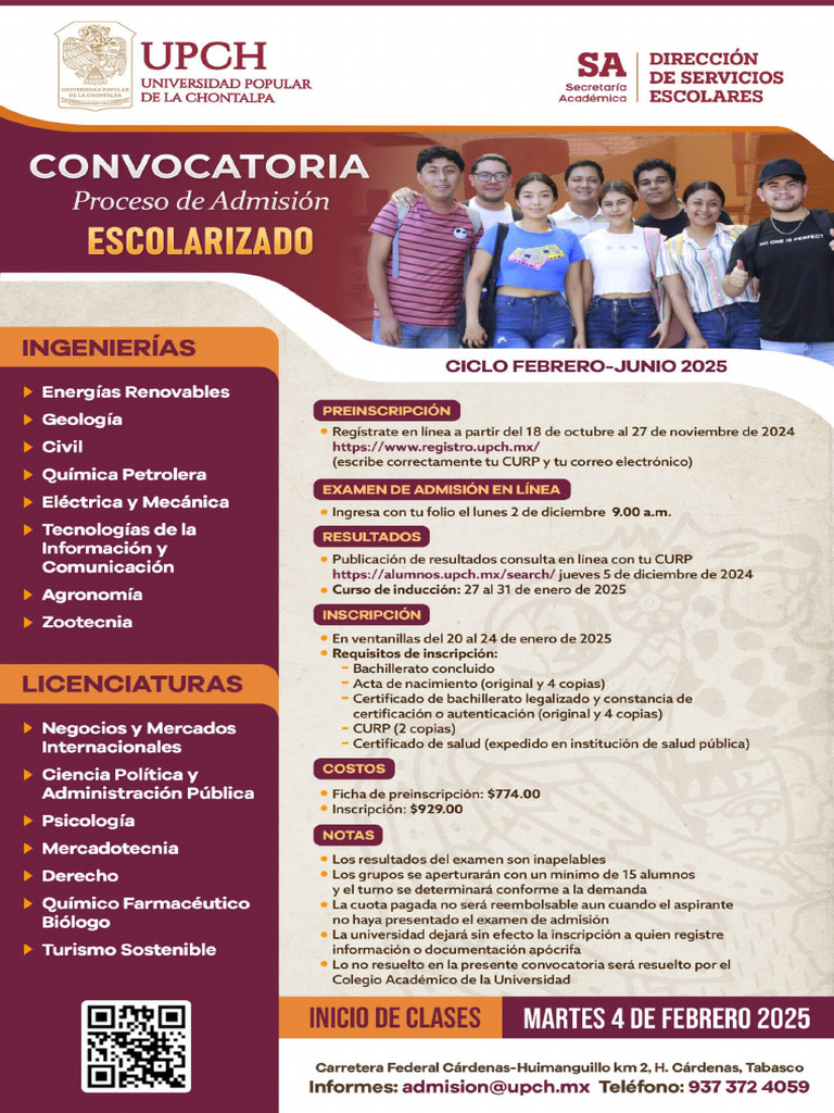 Convocatoria Escolarizado - Febrero - Junio 2025 | PDF