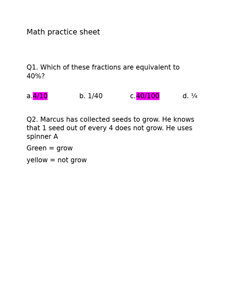 Math Practice Sheet | PDF