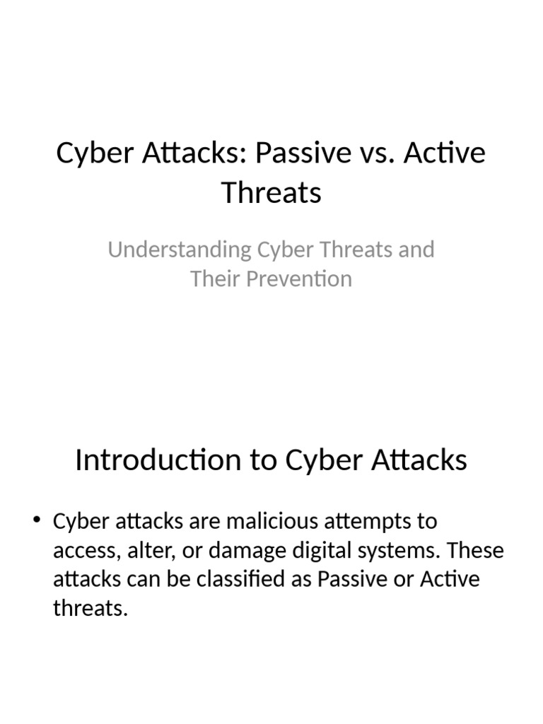 Cyber Attacks Passive vs Active Threats | PDF