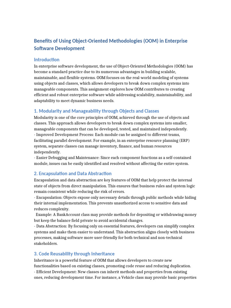 OOM Benefits Assignment With Title Page | PDF | Inheritance (Object Oriented Programming ...