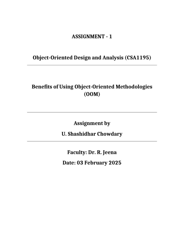 Benefits of Object-Oriented Methodologies | PDF | Inheritance (Object ...