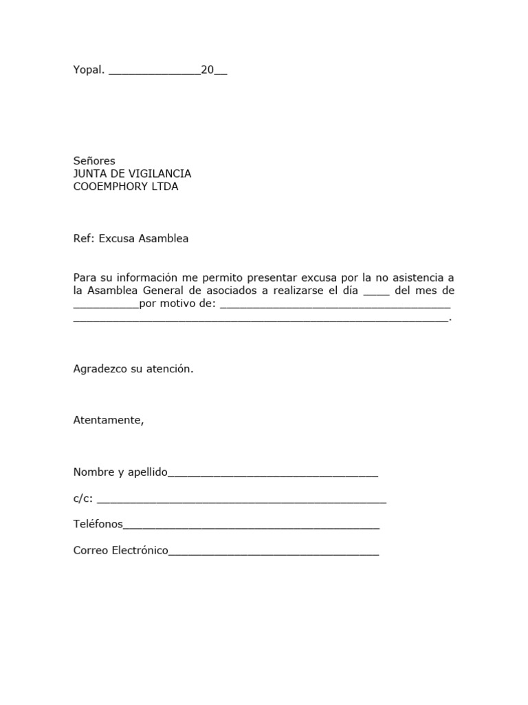 Formato Excusa | PDF