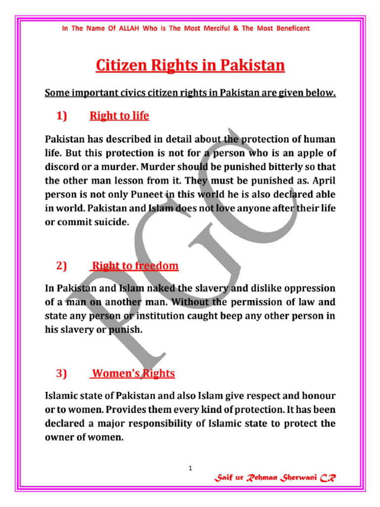 Citizen Rights in Pakistan | PDF