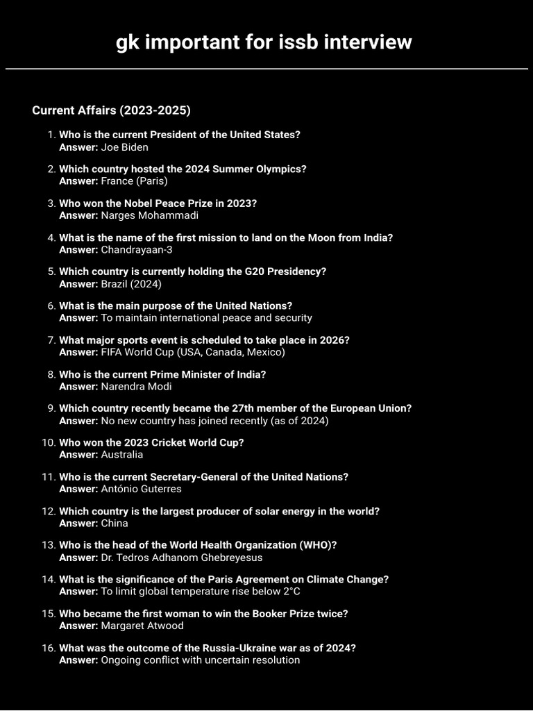 GK For Issb Interview | PDF