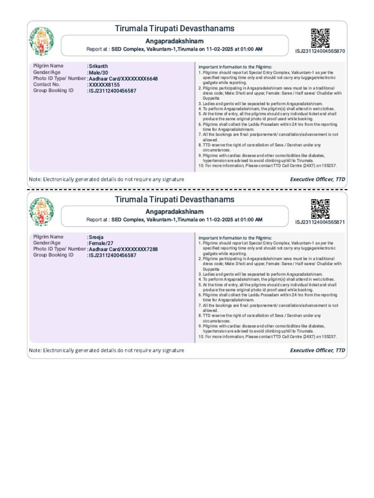 Tirumala Tirupati Devasthanams (Official Booking Portal) | PDF ...