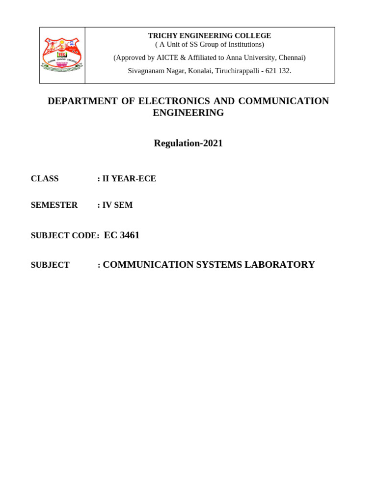 CS LAB MANUAL FINAL COPY | PDF | Modulation | Frequency Modulation