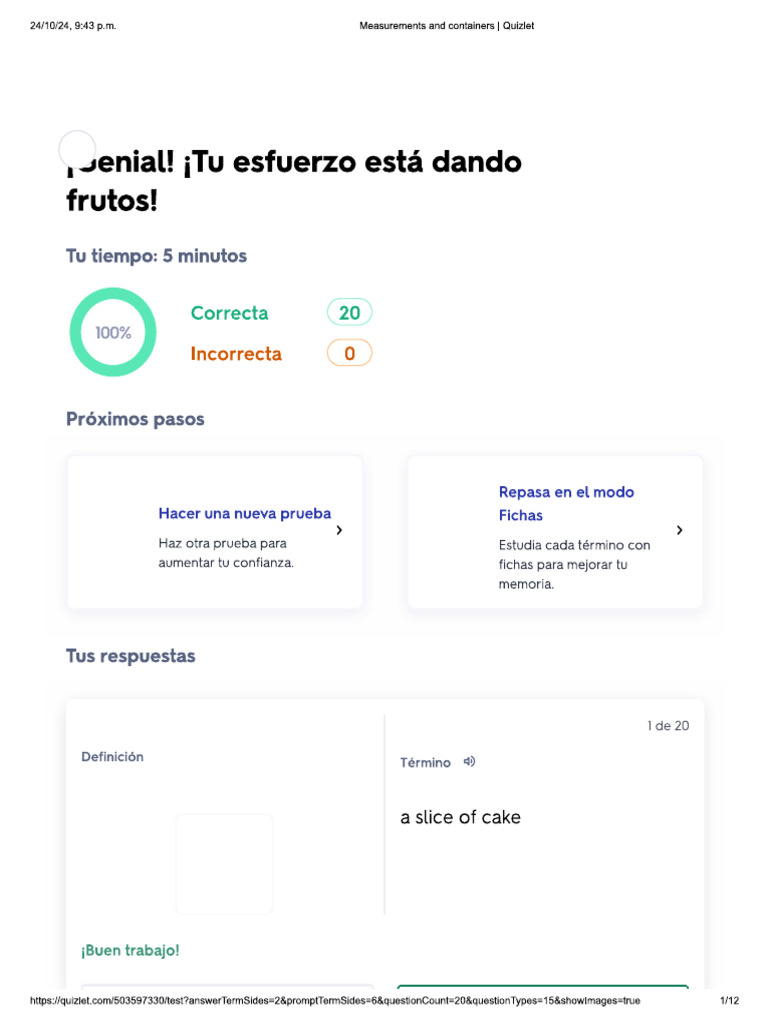Resultado Quizlet Test Inglés II | PDF