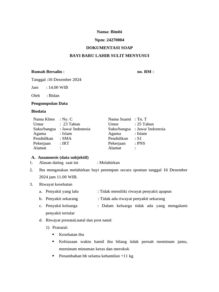 Soap BBL Bayi Sulit Menyusui | PDF