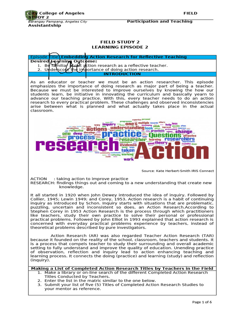 FIELD STUDY 2 EPISODE 2 .Docx Done | PDF | Reading Comprehension | Intelligence