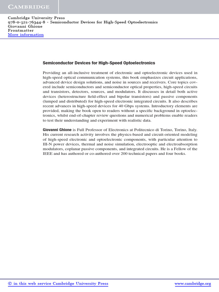 Semiconductor Devices For High Speed Opt | PDF | Laser | Electronics