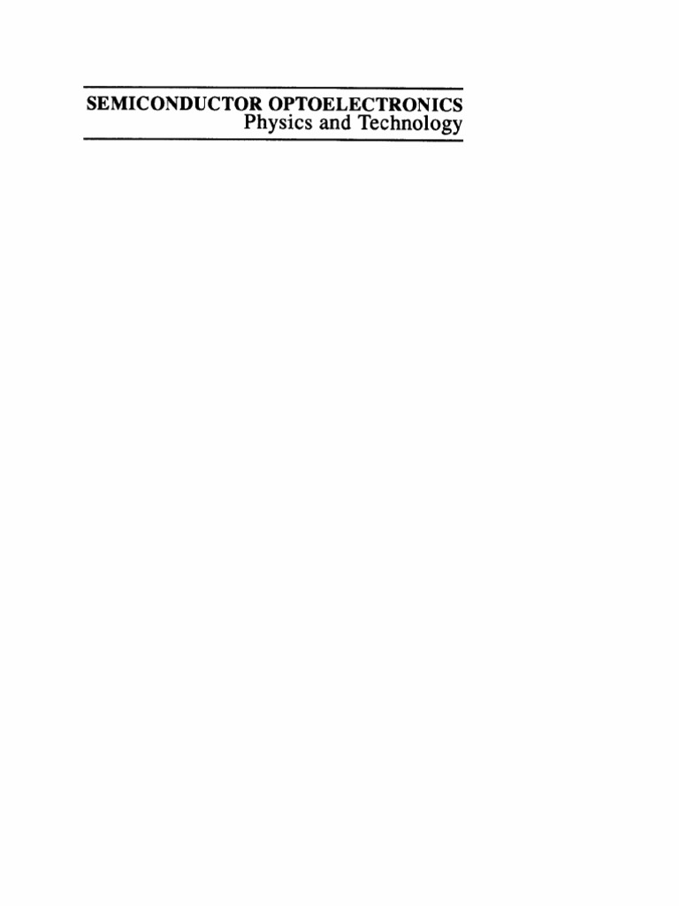 Semiconductor Optoelectronics Jasprit Si | PDF