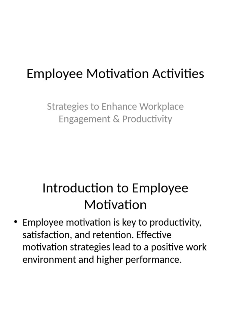 Employee Motivation Activities Updated | PDF