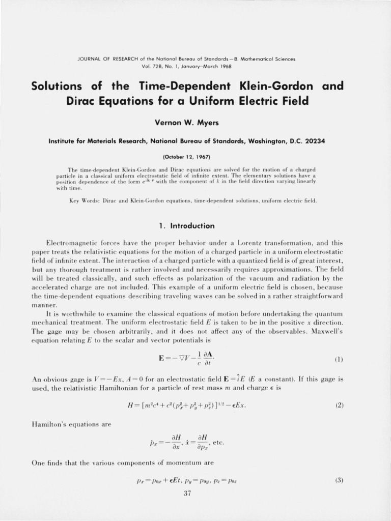Time Dependent Dirac Equation Pdf Momentum Theoretical Physics