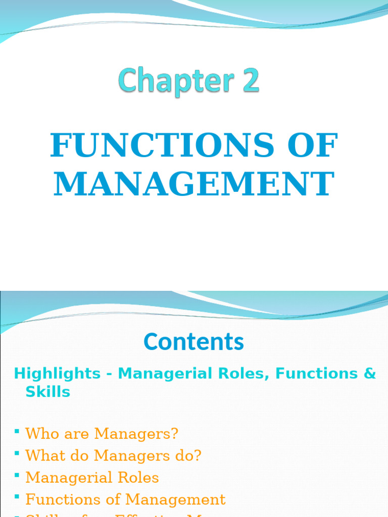 POM Ch-2 Functions of Management | PDF | Goal | Skill