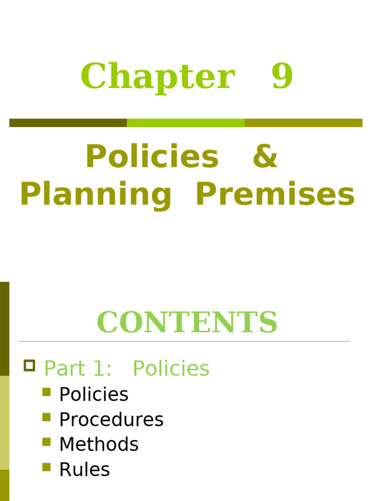 POM Ch-9 Policies & Planning Premises | PDF | Policy | Decision Making