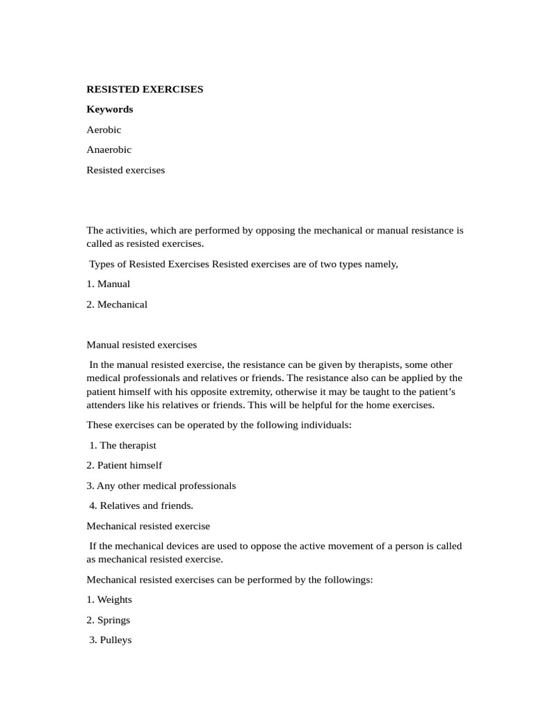 Progressive Resisted Exercise | PDF | Skeletal Muscle | Strength Training