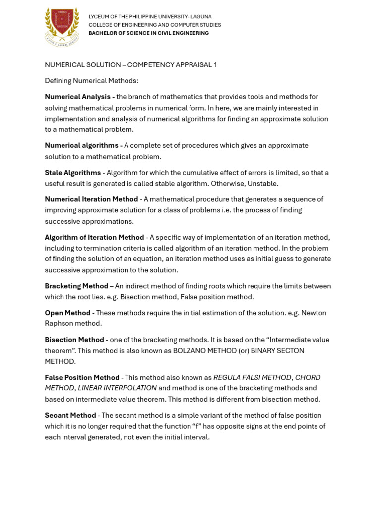 Module Numerical Solution | PDF | Numerical Analysis | Algorithms And Data Structures
