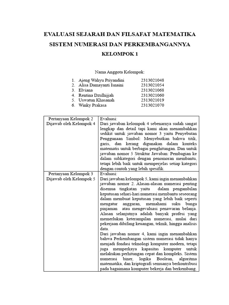 Evaluasi Sejarah Dan Filsafat Matematika | PDF