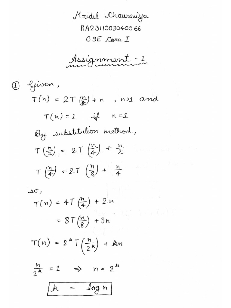 DAA Assignment 1 | PDF
