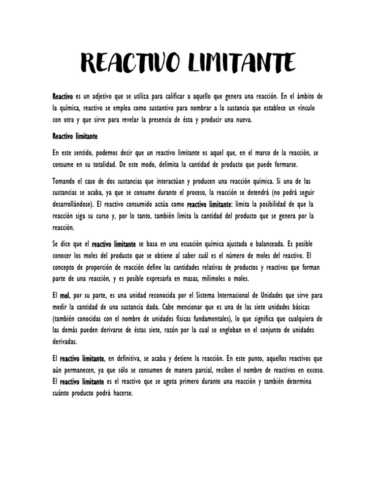 Reactivo Limitante | PDF