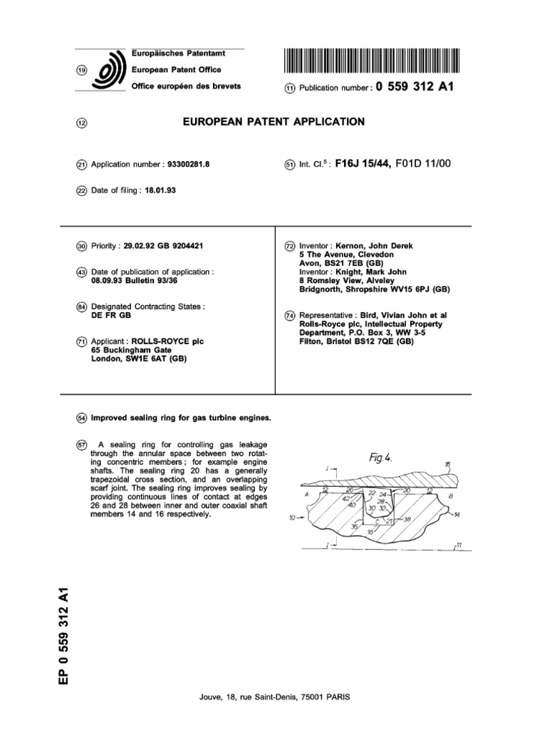 EP0559312A1 - Improved Sealing Ring For Gas Turbine Engines. | PDF ...