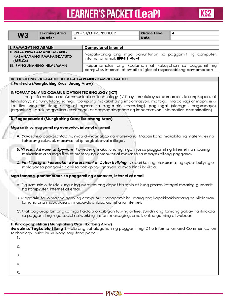 Q4 Elem ICT 4 Week 3 | PDF