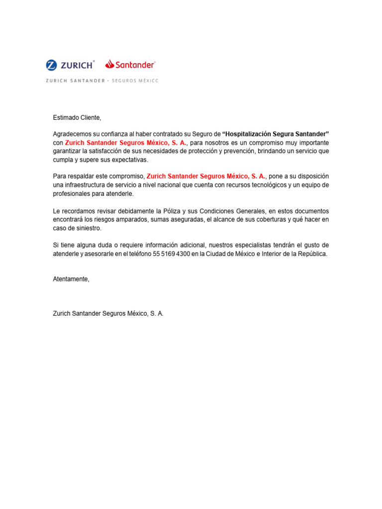Condiciones del Seguro Hospitalización Segura | PDF | Póliza de seguros ...