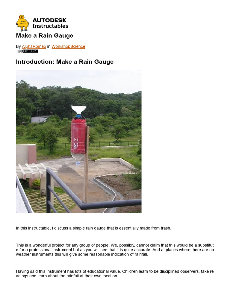 DIY Rain Gauge | PDF | Rain | Volume