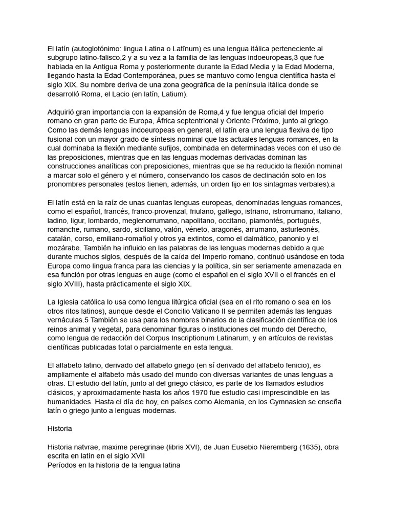 Historia y evolución del latín | PDF | latín | Lingüística
