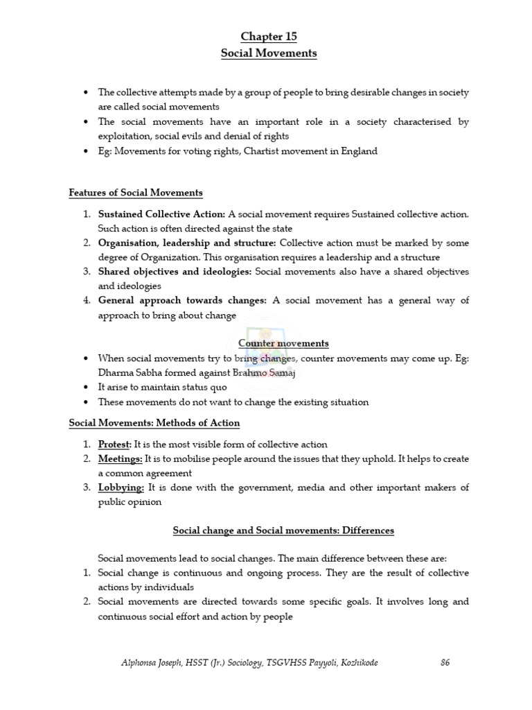 Sociology Chapter 12 Short Notes | PDF | Dalit | Social Movements